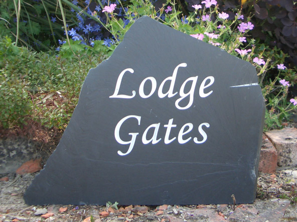 Freestanding house signs made from solid rugged Welsh slate stone.