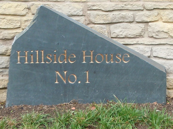 Freestanding house signs made from solid rugged Welsh slate stone.